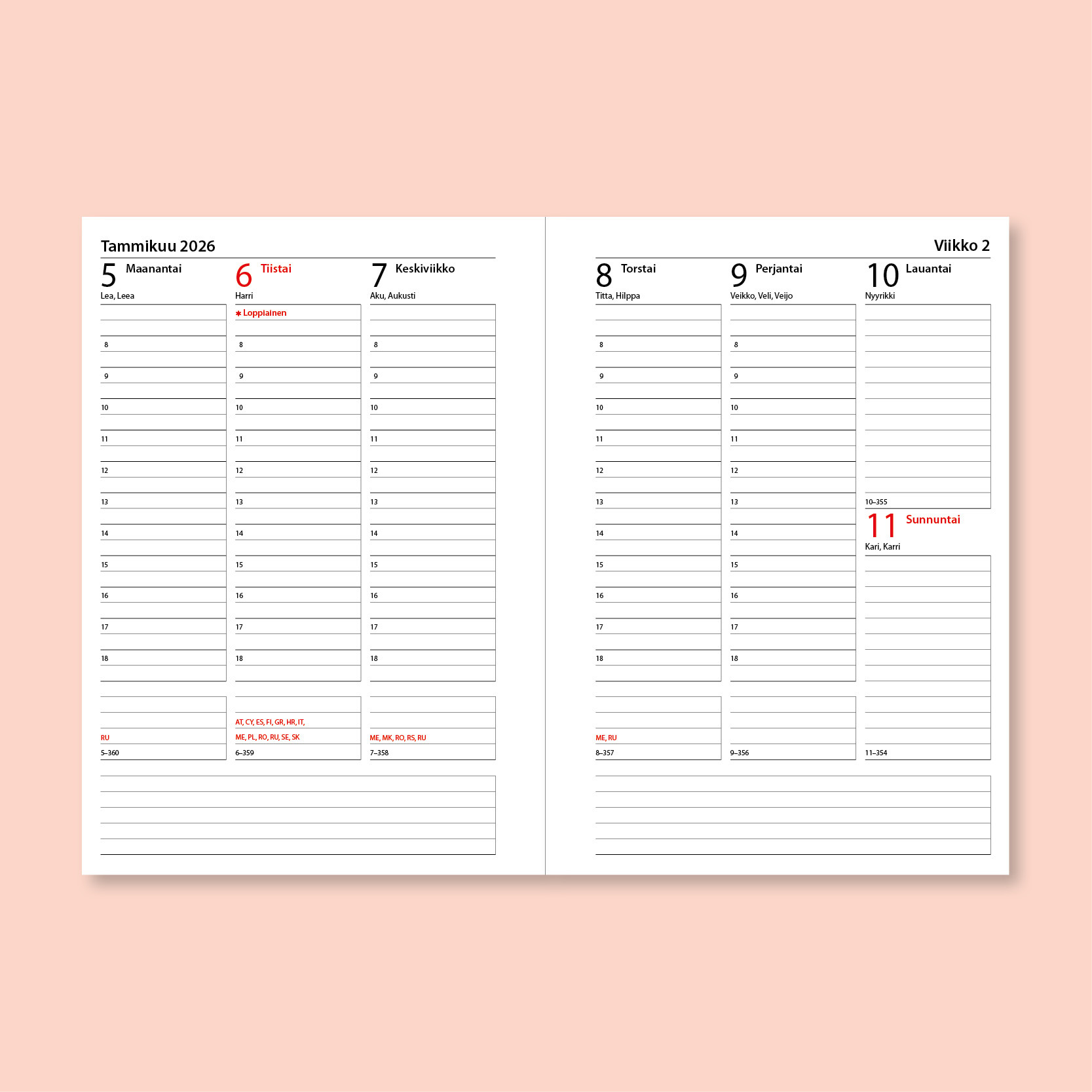 A5-kalender 2026 (finska)